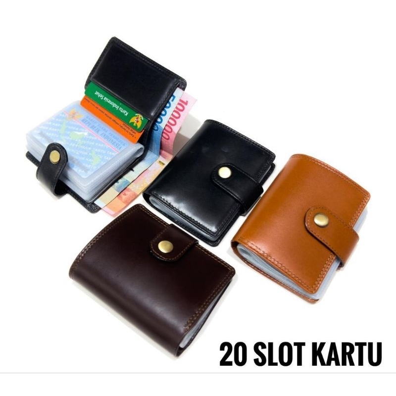 Jual dompet kulit sapi asli dompet kartu asli garut 20 slot | Shopee ...