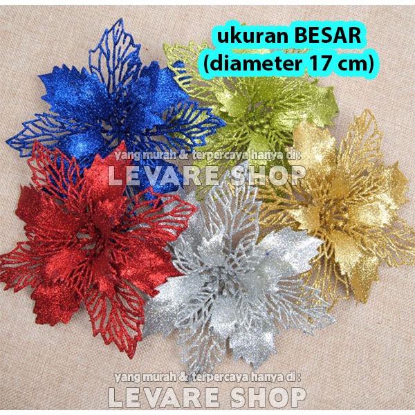 Jual Bunga Artificial Natal Glitter - Dekorasi Hiasan Pohon Natal ...