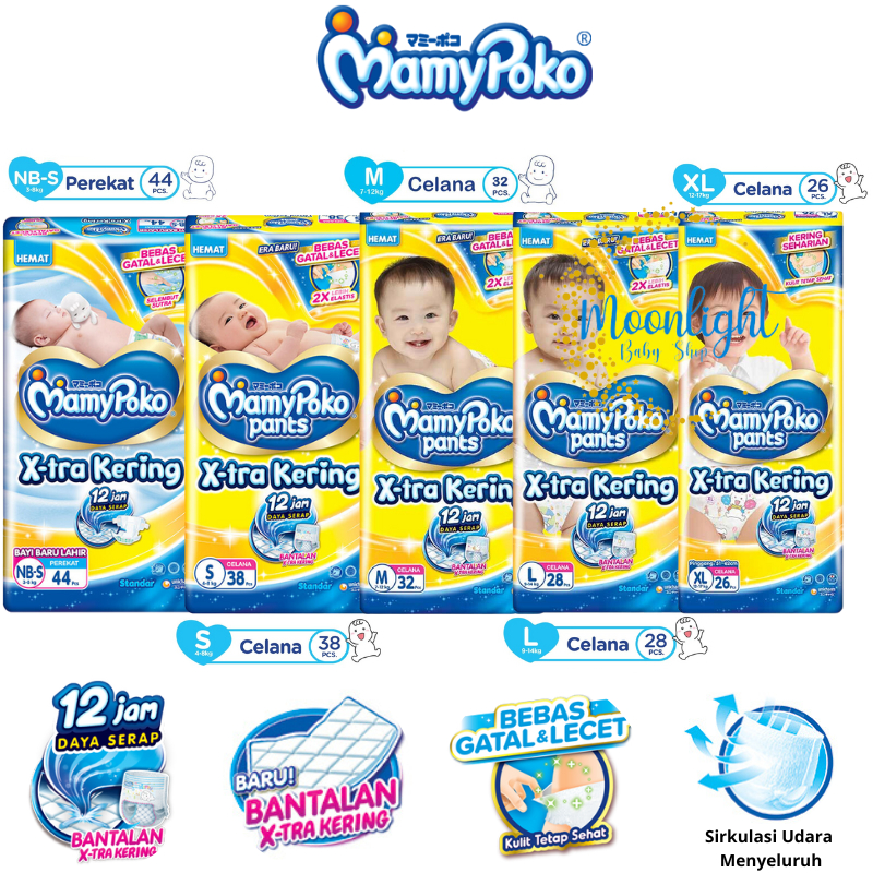 Jual NN MAMYPOKO Pants Xtra Kering NBS44 S38 M32 L28 Mami Poko Popok Bayi Mamy Poko | Shopee ...