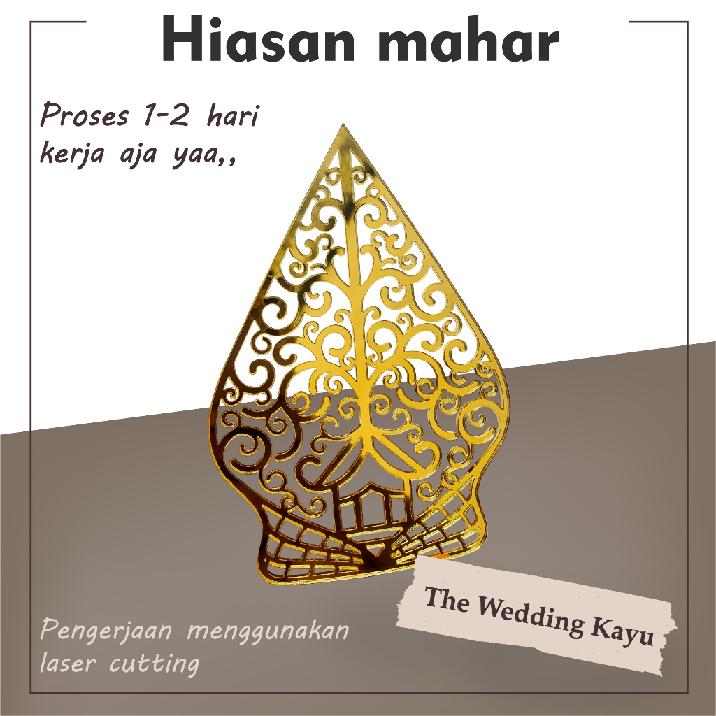Jual Gunungan Wayang Akrilik Mirror Gold Hiasan Mahar | Hiasan Mahar ...