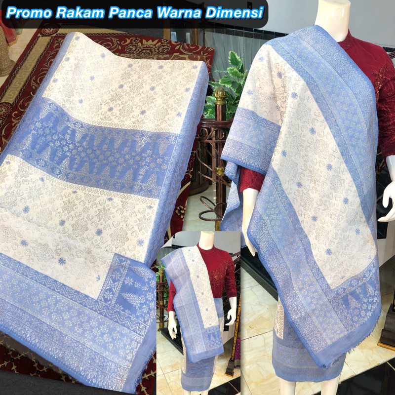 Jual Exclusive Songket Rakam Dimensi ORI /Blue Ice /songket tenun asli palembang /ilham songket ...