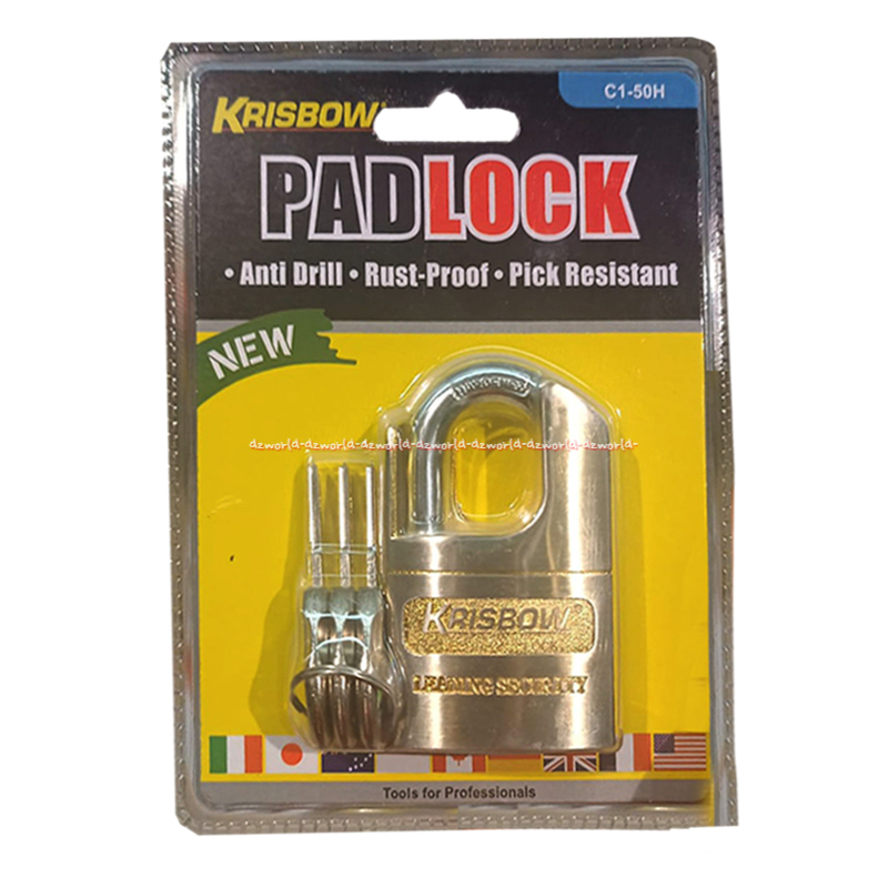 Jual Krisbow Padlock C1-50H Gembok Kuning Anti Drill Anti Karat 3 Kunci ...