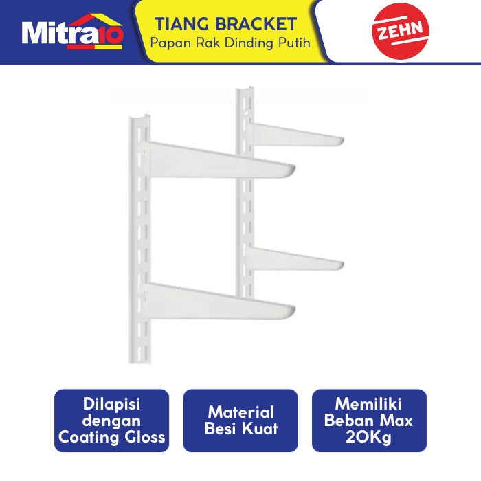 Jual Zehn Tiang Bracket Papan Rak Dinding Putih (Set) | Shopee Indonesia