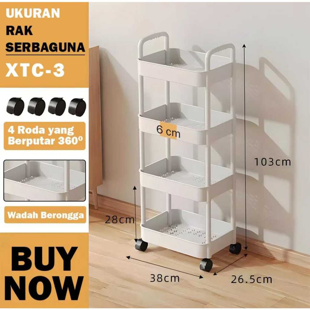 Jual COD Rak Troli 4 Susun Rak Kamar Tidur Dengan Roda Rak Serbaguna ...