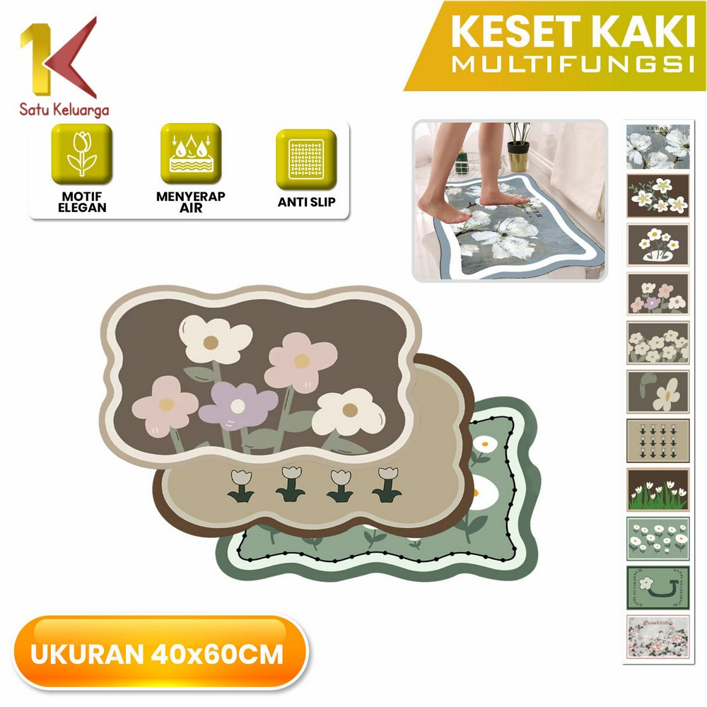 Jual Satu Keluarga Keset Kaki Kamar Mandi Anti Slip 40x60cm Motif Bunga ...