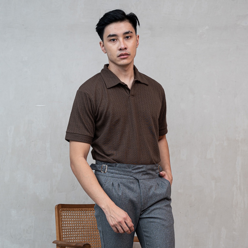 Jual Houseofcuff Polo Shirt Rajut Stretch Lengan Pendek Pria Coklat ...