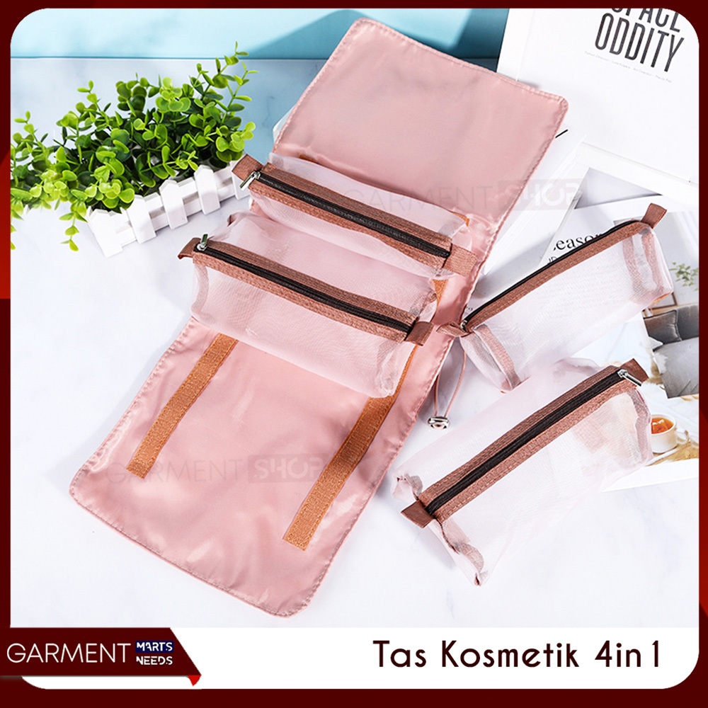 Jual Tas Skincare Kosmetik 4 in 1 Roll Traveling Bag Pouch Make Up ...