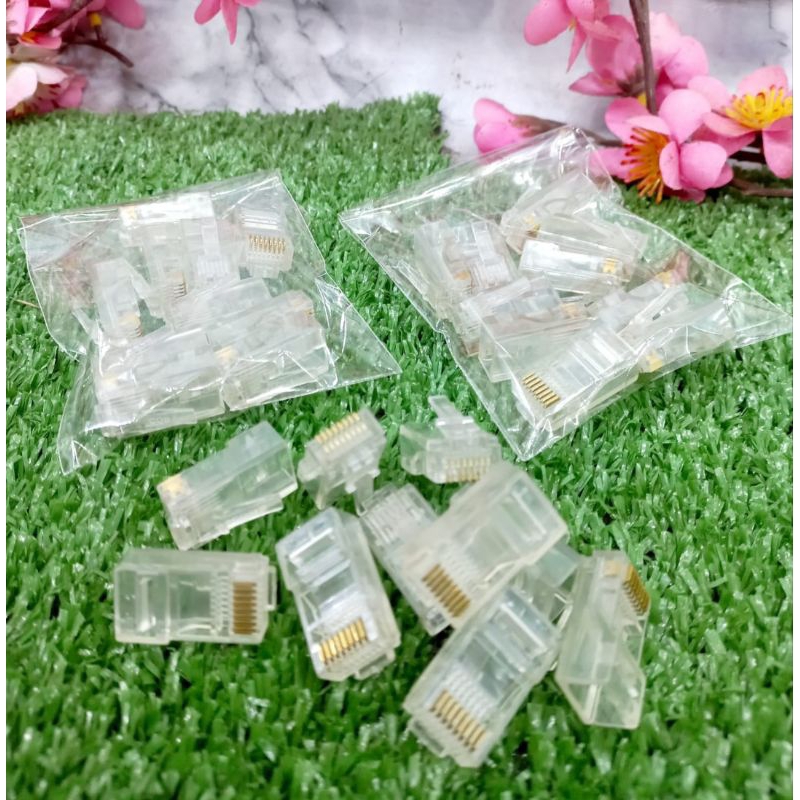 Jual konektor LAN connector RJ45 cat6e modular plug 10pcs | Shopee ...