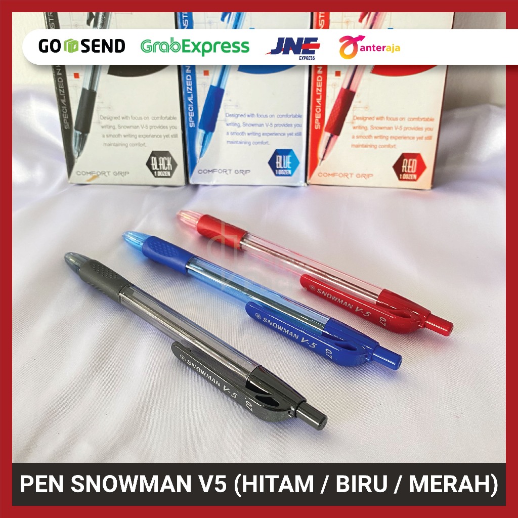 Jual [ECER] Pulpen / Pena / Pen Snowman V5 - 0.7 mm (Hitam / Biru ...
