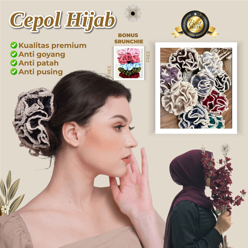 Jual Jepit jepitan hijab anti pusing cempolan ikat rambut hijab jumbo ...