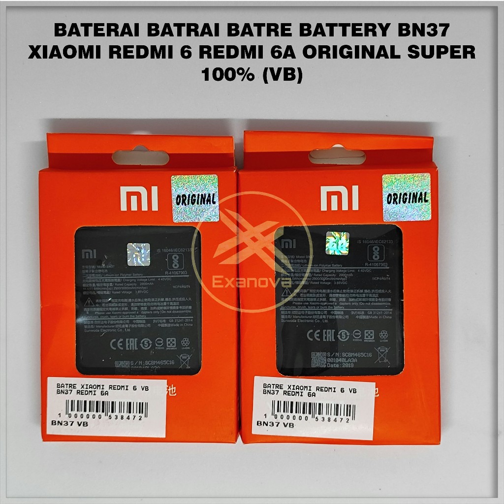 Jual BATERAI BATRAI BATRE BATTERY BN37 XIAOMI REDMI 6 REDMI 6A ORIGINAL ...