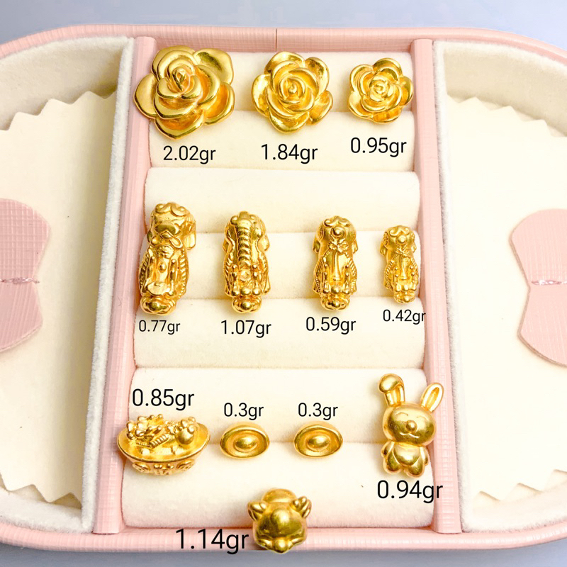 Jual Charm Gelang Emas Charm Naga Charm Pixiu Bunga 24K Emas Asli Kadar ...