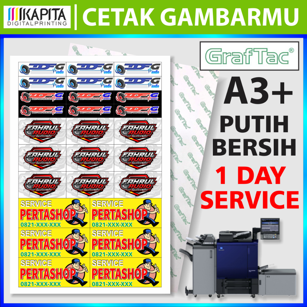 Jual Cetak Sticker Vinyl Graftac A3+ Lembaran Murah DESAIN SENDIRI ...
