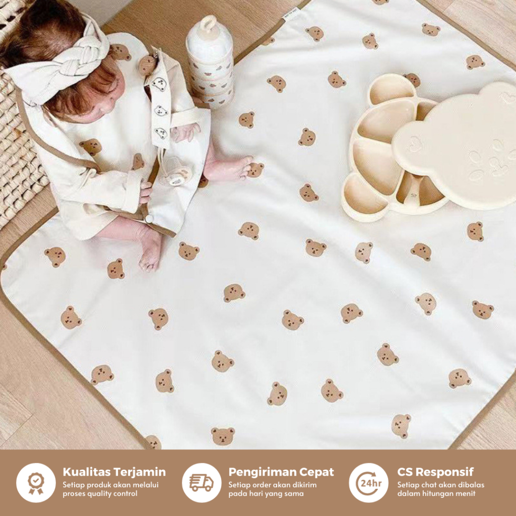 Jual Little Momos Perlak Kain Bayi Waterproof Portable Changing Pad ...