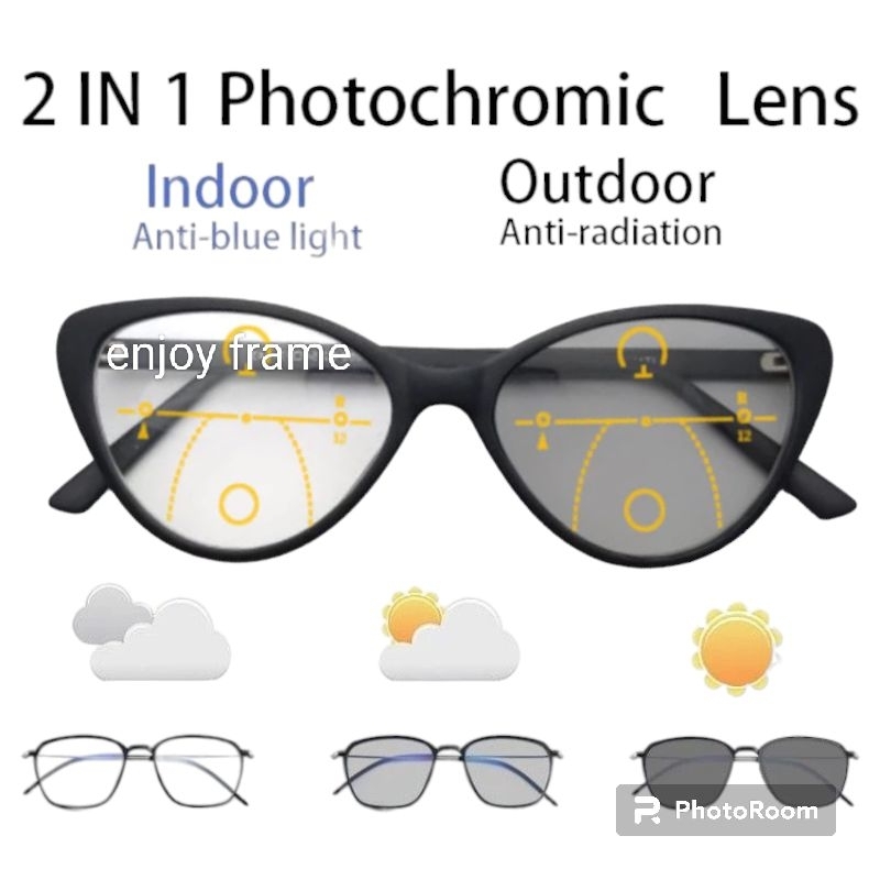Jual Kacamata Baca dan Jalan Lensa Plus Progresif Photocromic Frame Cat ...