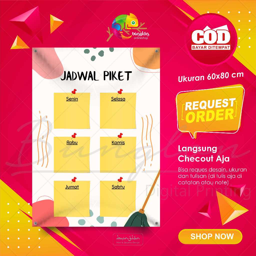 Jual Spanduk & Banner Jadwal Piket Oranye Dan Kuning Modern Ilustrasi ...
