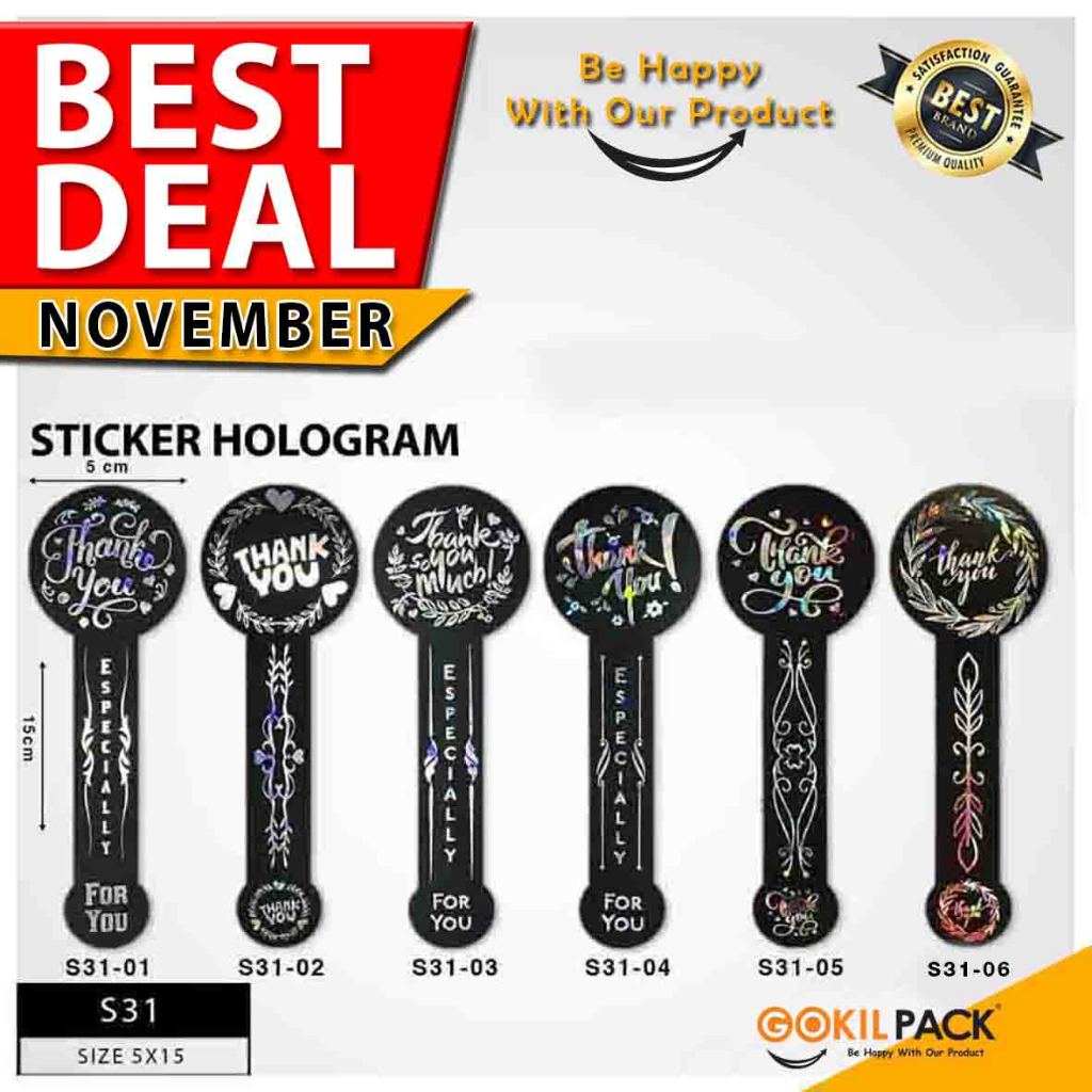 Jual Sticker Thank You | Sticker Hologram |Sticker Ucapan Thank You ...