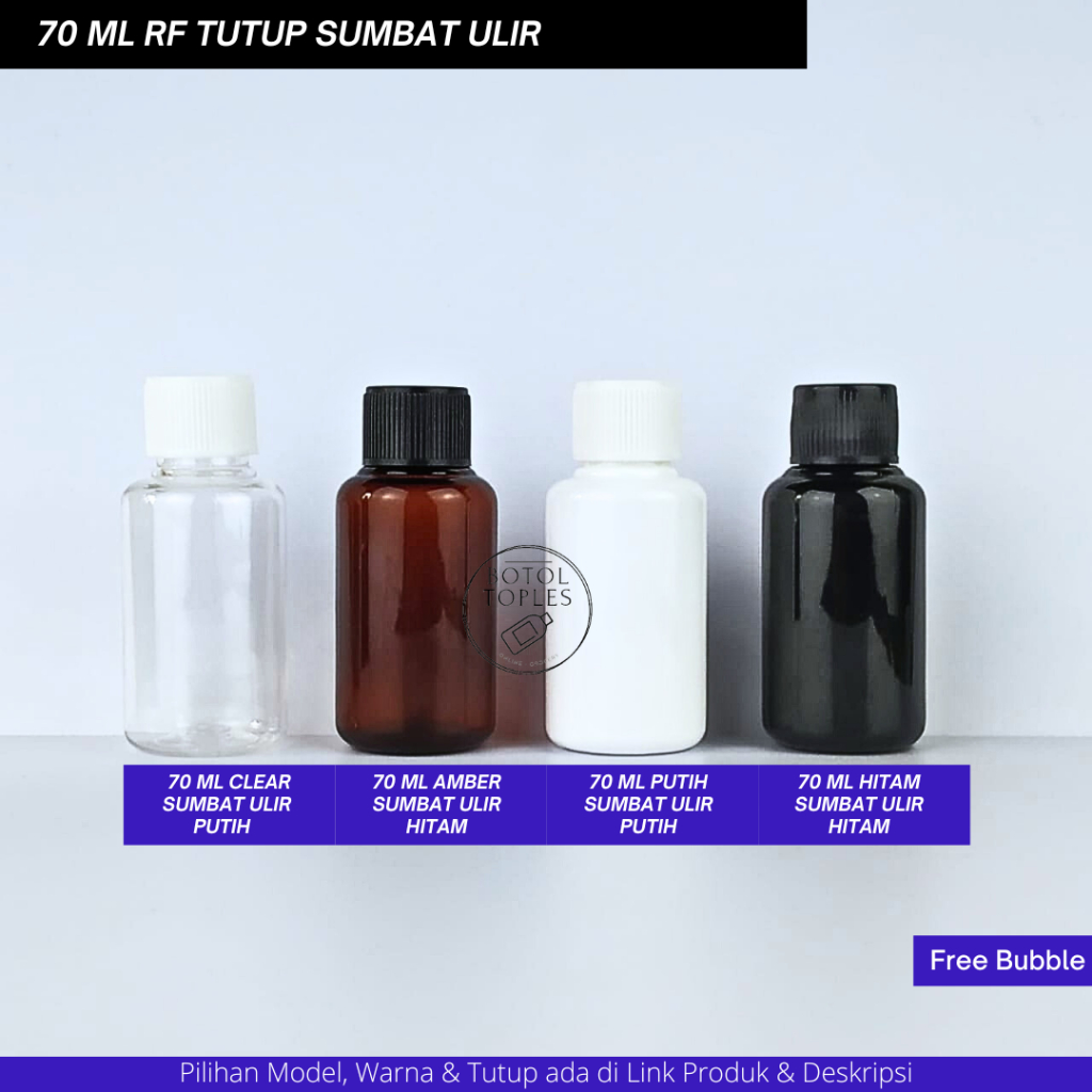 Jual Botol 70ml RF Tutup Sumbat Ulir Neck 24 Bahan Pet | Shopee Indonesia
