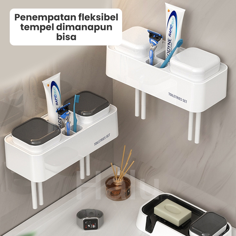 Jual HALU Rak Sikat Gigi Kamar Mandi Dinding Tempat Alat Mandi Anti ...