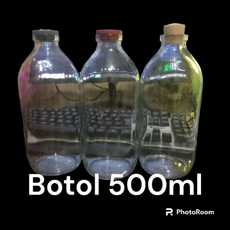 Jual botol kaca 500ml tutup karet dan tutup kayu, botol 500ml, botol asi 500ml, souvernir botol ...