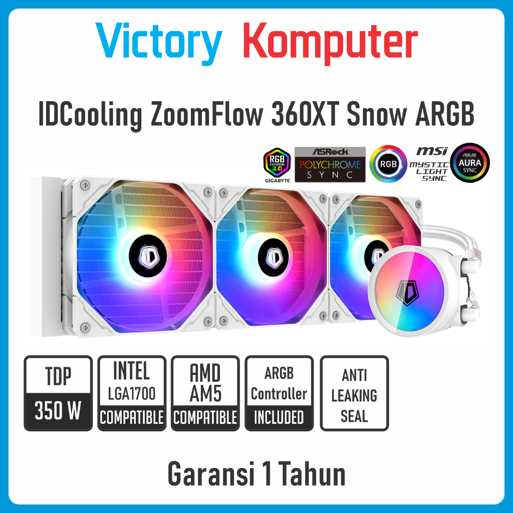 Jual IDCooling ZOOMFLOW 360 XT SNOW ARGB AIO CPU Water Cooling ID-COOLING 360mm AIO Liquid ...