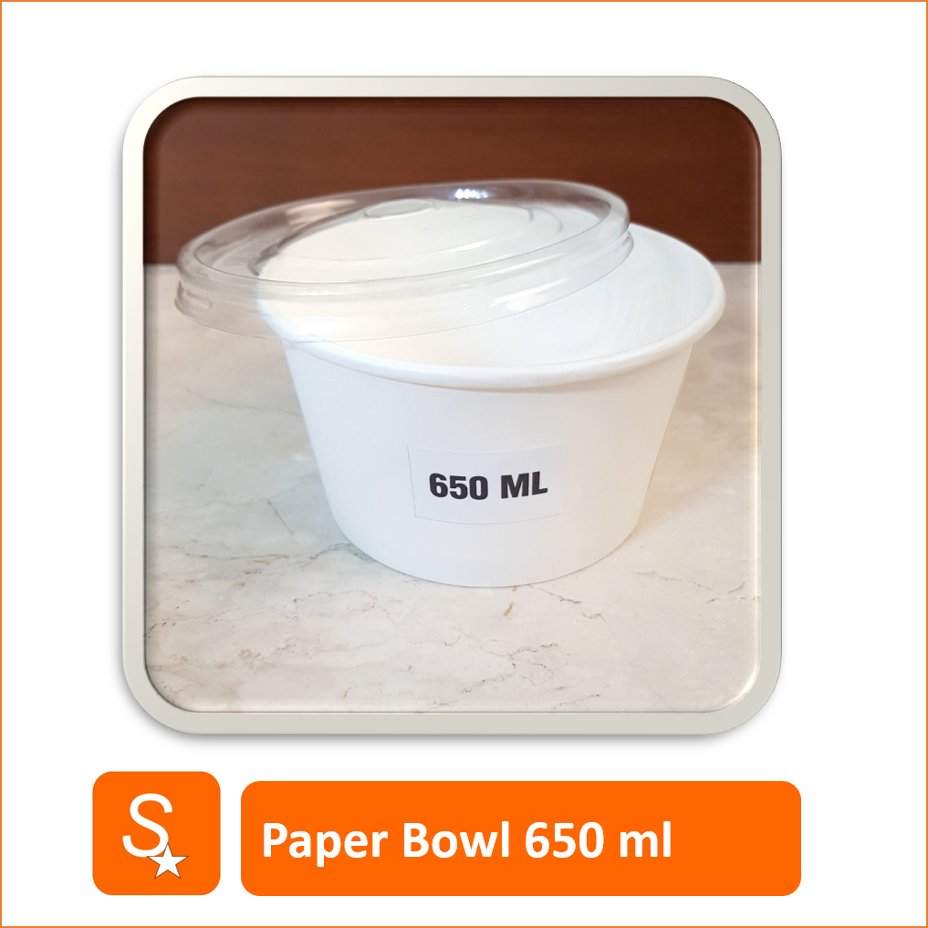 Jual Paper Bowl 650 ml Isi 25 pcs / Mangkok Kertas + Tutup / Starpack ...