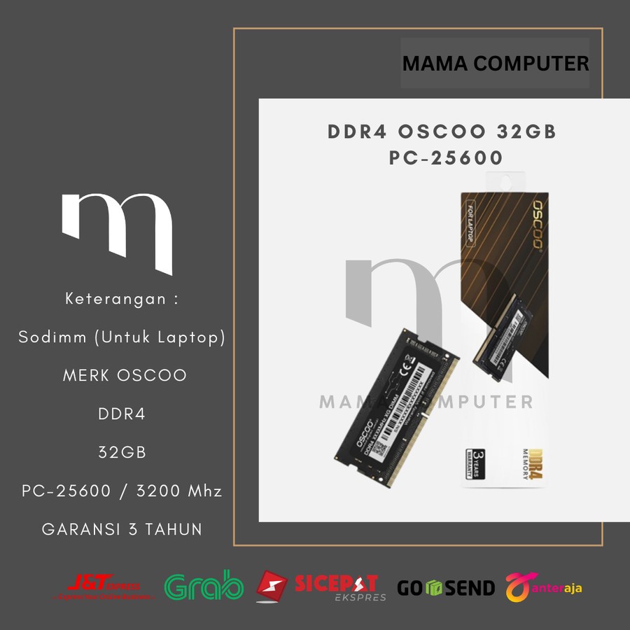 Jual RAM DDR4 OSCOO 32GB PC-25600 SODIMM / PC25600 / 3200Mhz Untuk ...
