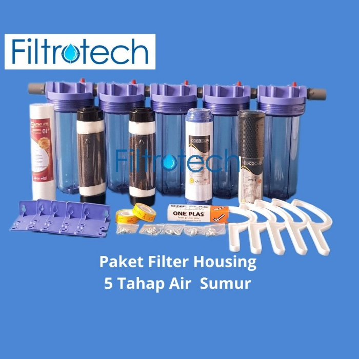 Jual Paket Filter Sumur zat besi, karat, kuning 5 Housing 10" Clear | Shopee Indonesia