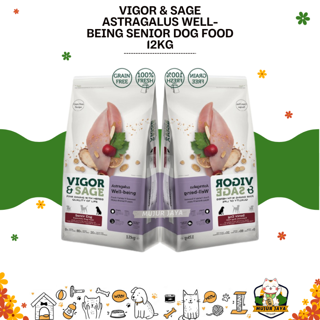 Jual Vigor & Sage Dry Dog Food Senior Dog Astragalus Well-Being Senior ...