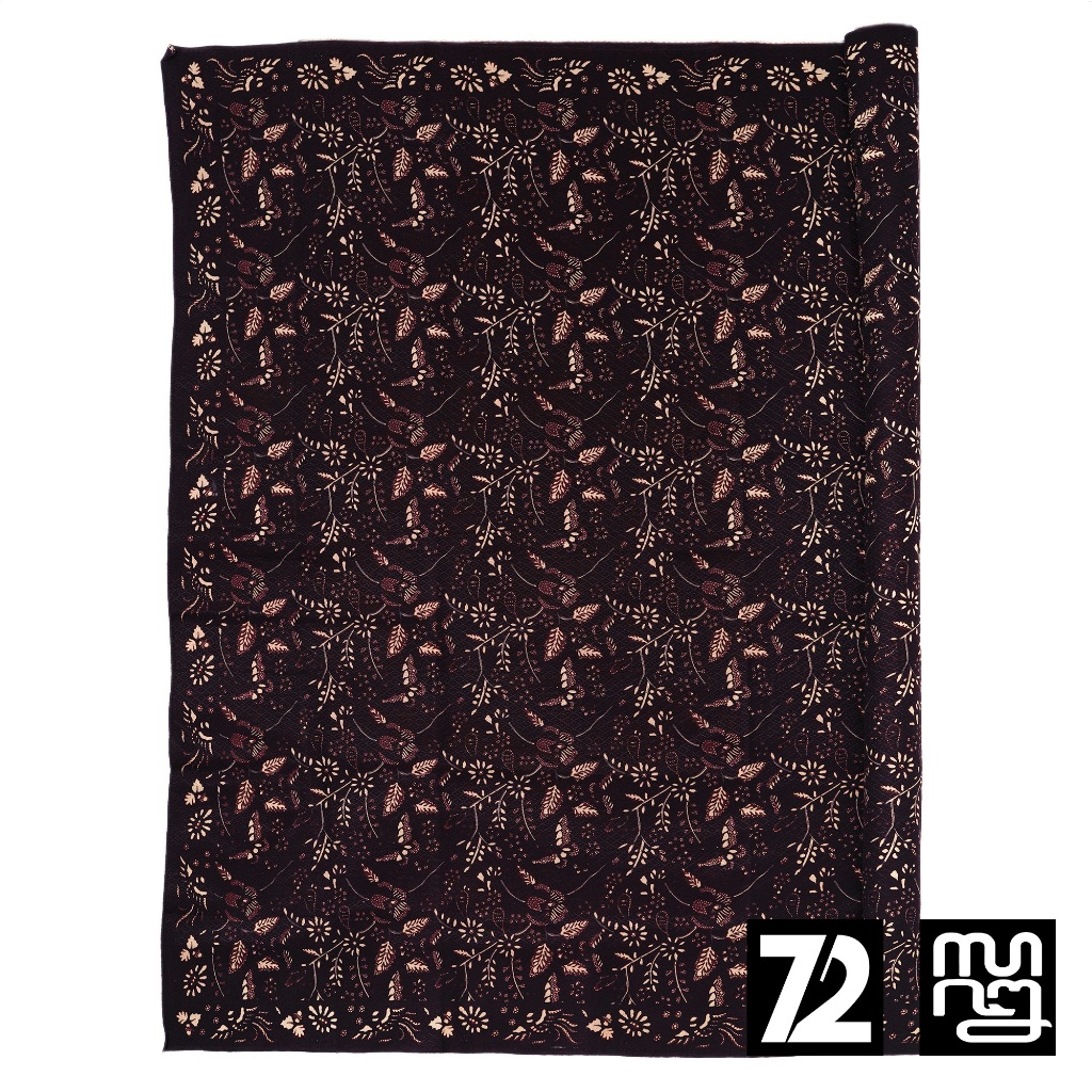 Jual KAIN BATIK PREMIUM Dobby Motif Kupu Kembang Warna Hitam Earthy ...