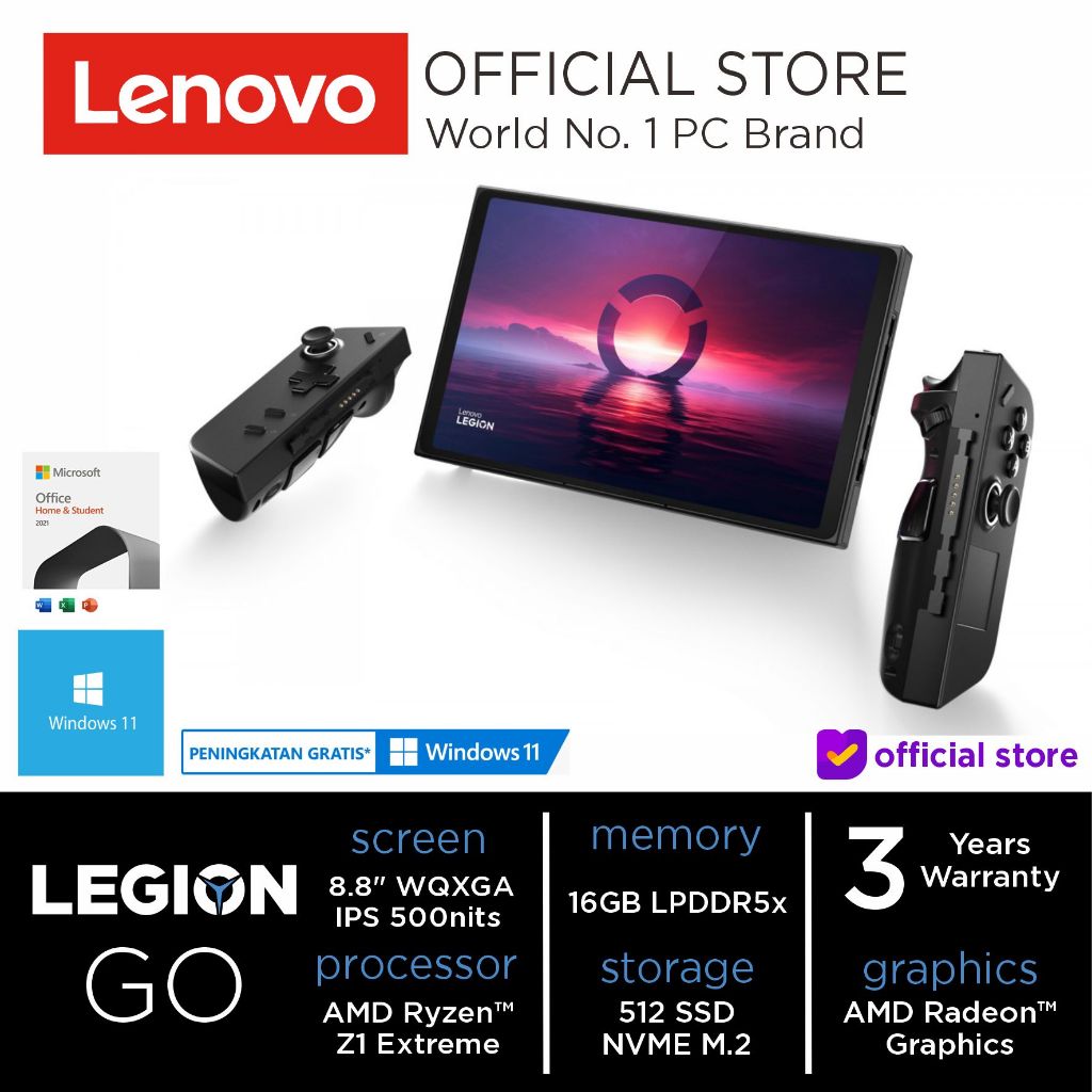 Jual Legion Go 8APU1-22ID(Shadow Black) Ryzen™ Z1 Extreme 16GB 512GB ...