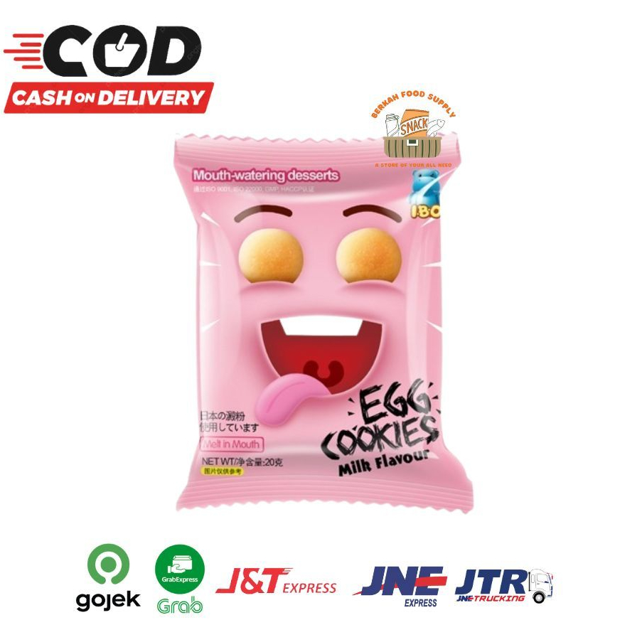 Jual (BFS) IBO I.B.O Egg Cookies Milk Flavour Melt In Mouth 20gr Snack ...