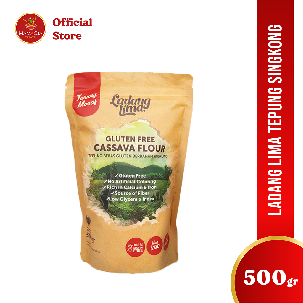Jual Ladang Lima Tepung Singkong Cassava Fluor Mocaf 500 gr | Shopee ...
