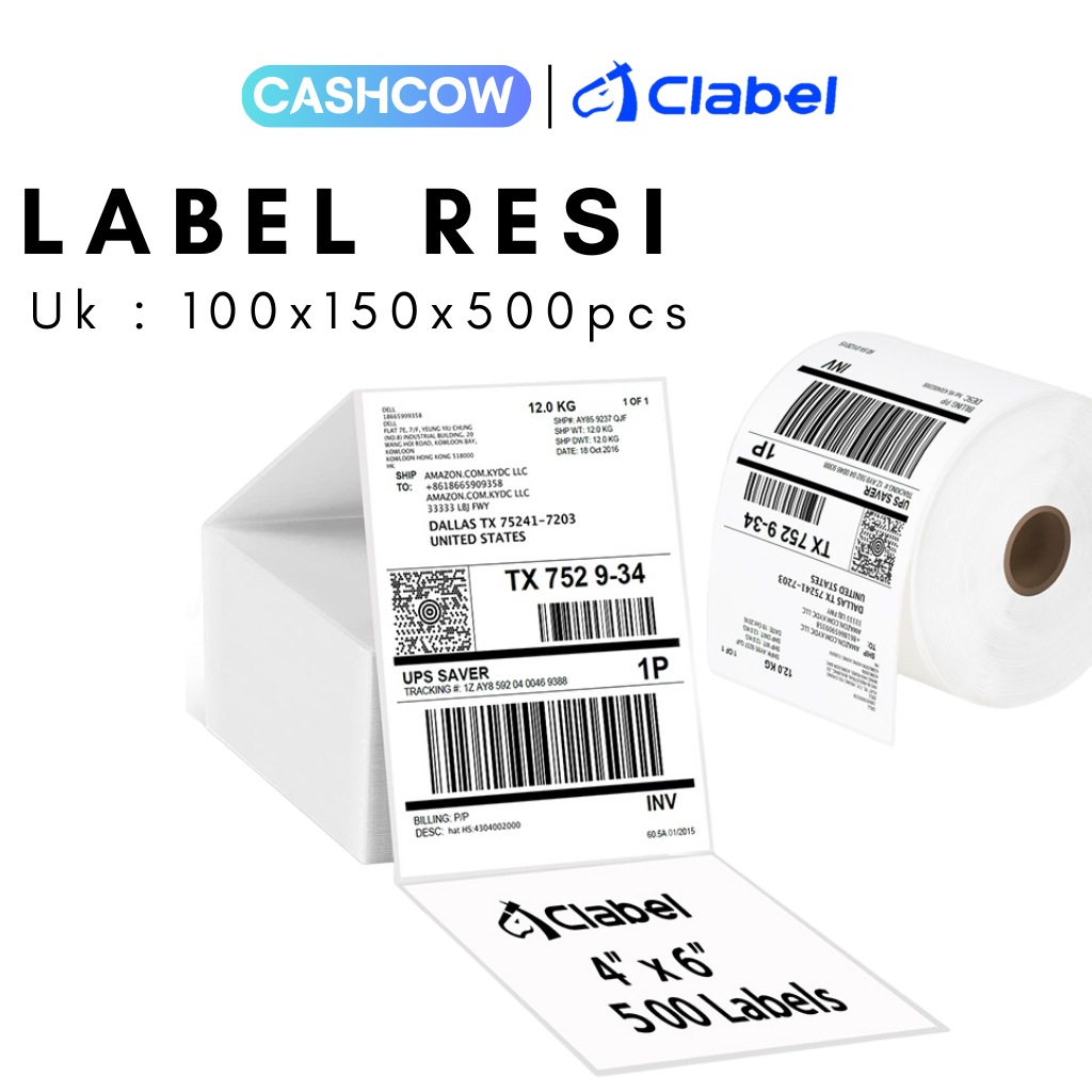 Jual Clabel Stiker Label Barcode Direct Thermal 100x150 isi 500pcs ...