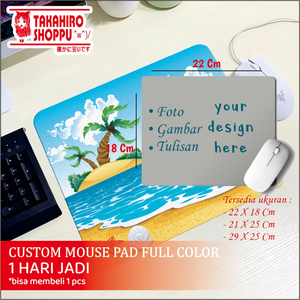 Jual MOUSEPAD FULL COLOR CUSTOM UKURAN 22 x 18Cm | Shopee Indonesia