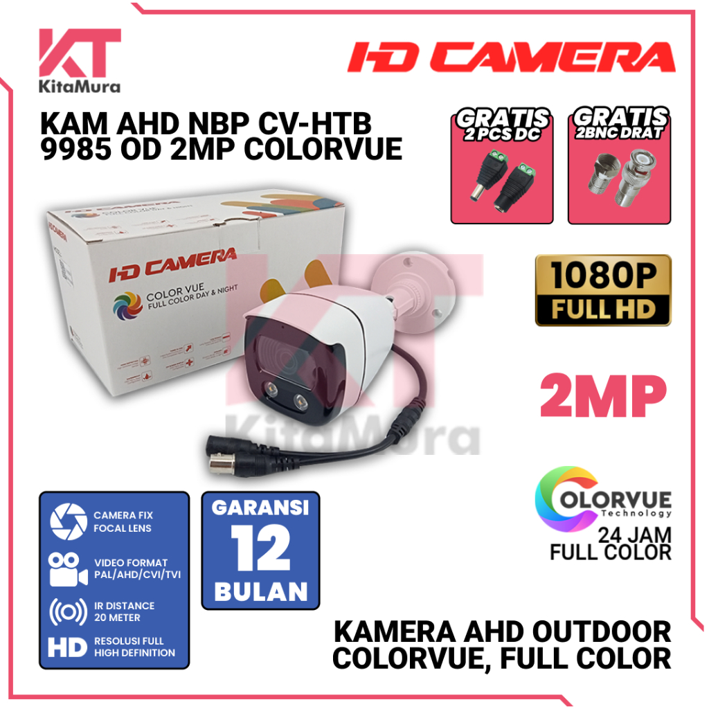 Jual Camera CCTV Analog Outdoor || CCTV Camera AHD Colorvue 2MP 4 IN 1 ...