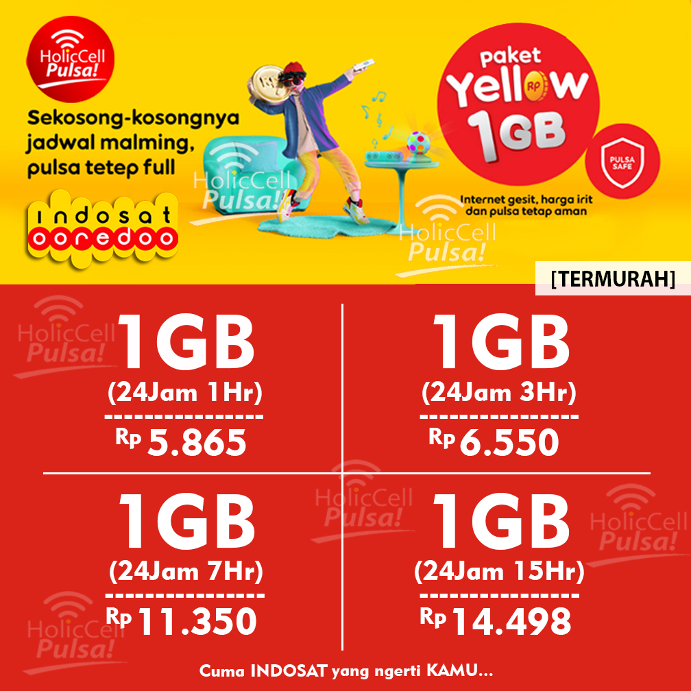 Jual PAKET DATA INDOSAT YELLOW 1GB 24 JAM I WAJIB BACA DESKRIPSI PRODUK ...