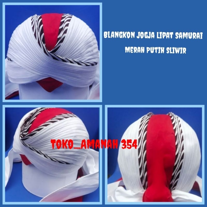 Jual Blangkon Jogja lipat Samurai Merah Putih Sliwir /Adat Jawa ...