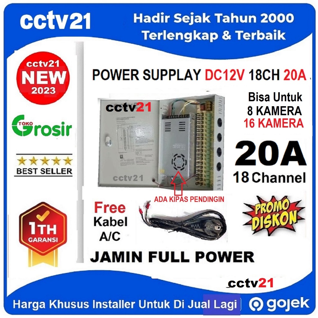 Jual Power Supply / Panel Box / Adaptor Switching / 18 Port DC 12Vol ...