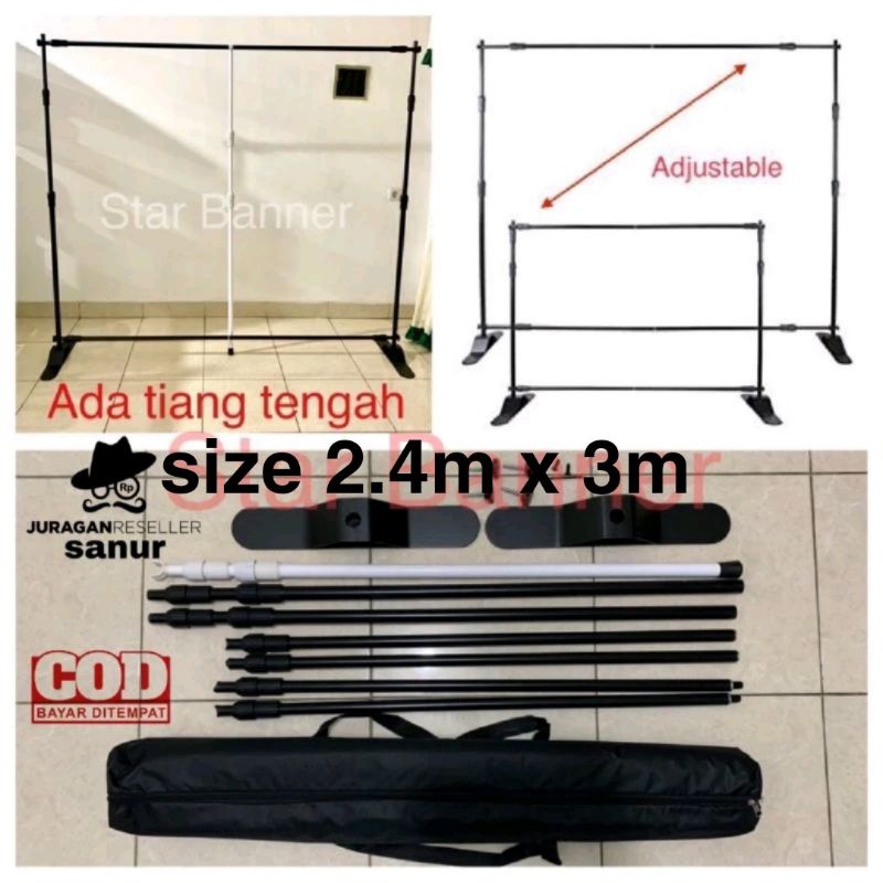 Jual Backwall Jumbo Banner Stand Uk 2.4m x 3m Backdrop Tripod banner ...