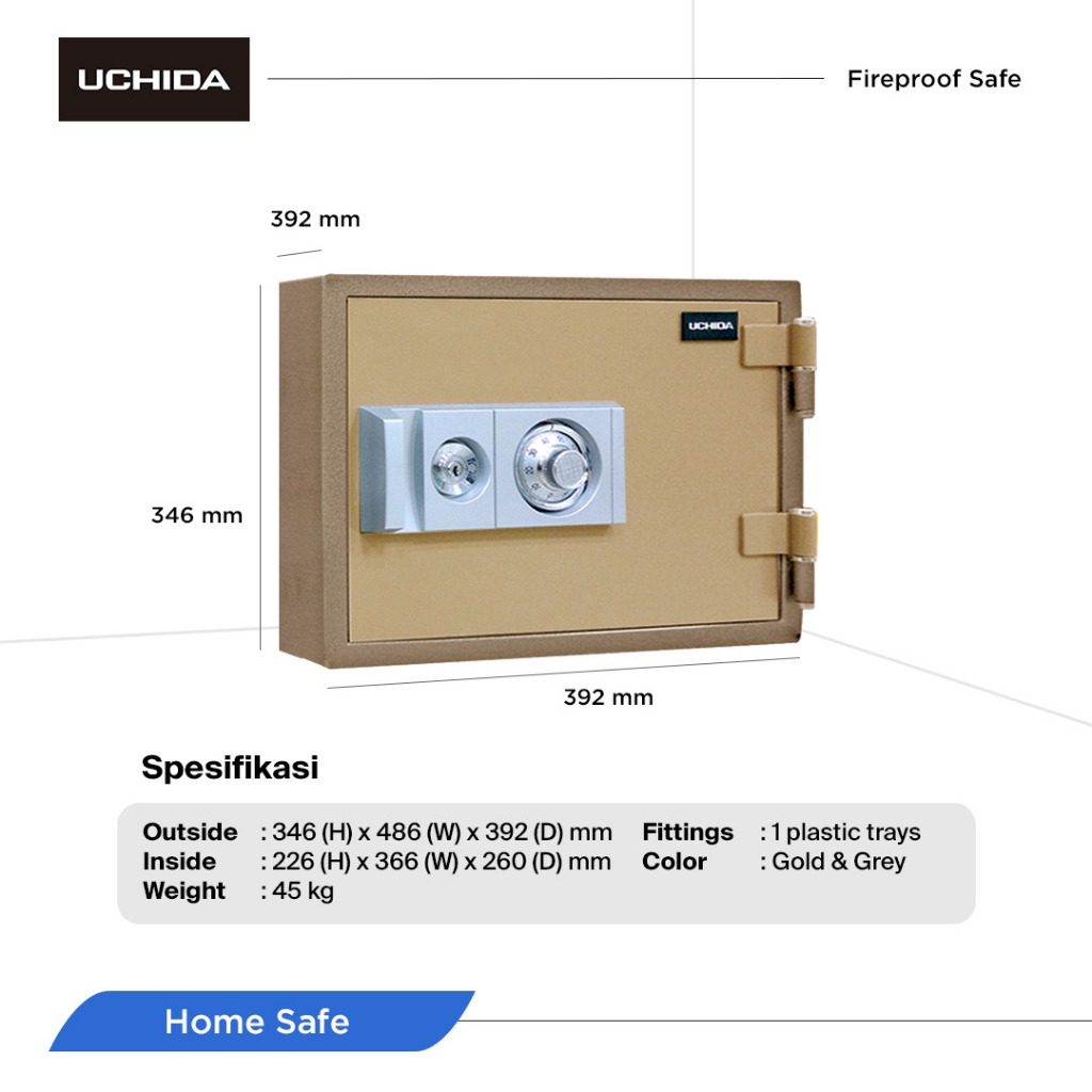 Jual Safety Box/Safe Deposit Box/Cash Box/Brankas Uchida BK-S | Shopee ...