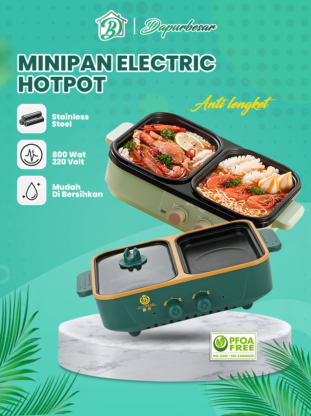 Jual Minipan Electric Hotpot dan Alat Panggangan Grill Pan BBQ 2in1 FREE CAPITAN & BRUSH ...