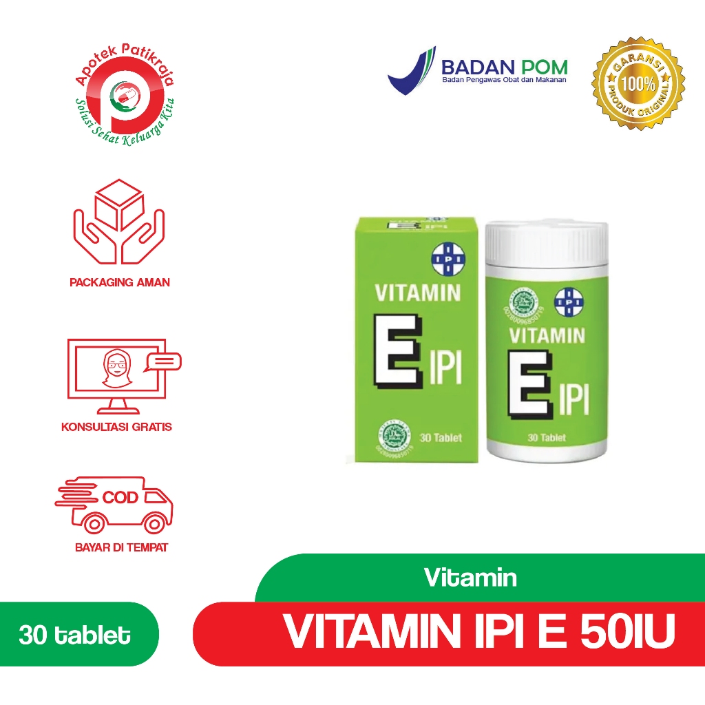 Jual VITAMIN E 50 IU IPI 30 KAPLET | Shopee Indonesia