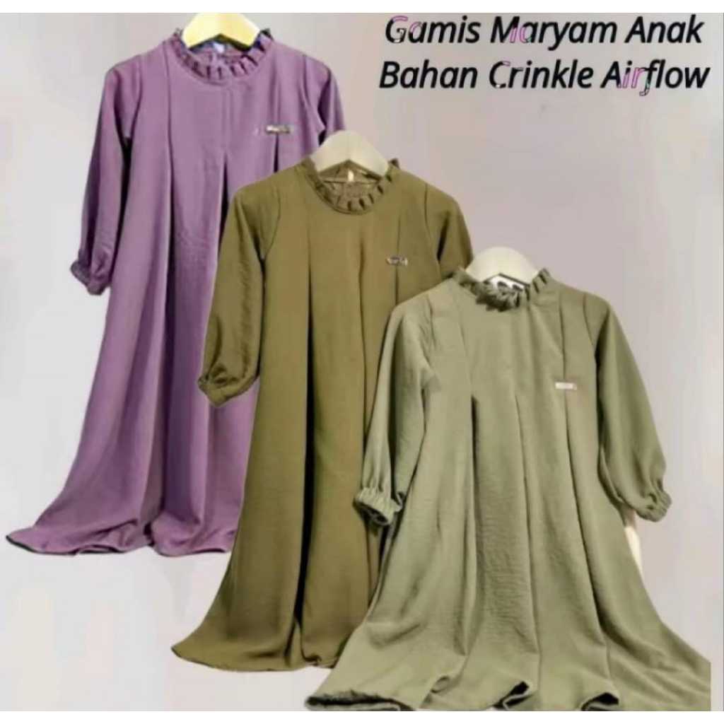 Jual GAMIS ANAK CRINKLE "MARYAM" SERIES 5 - 12TH/ GAMIS ANAK POLOS ...