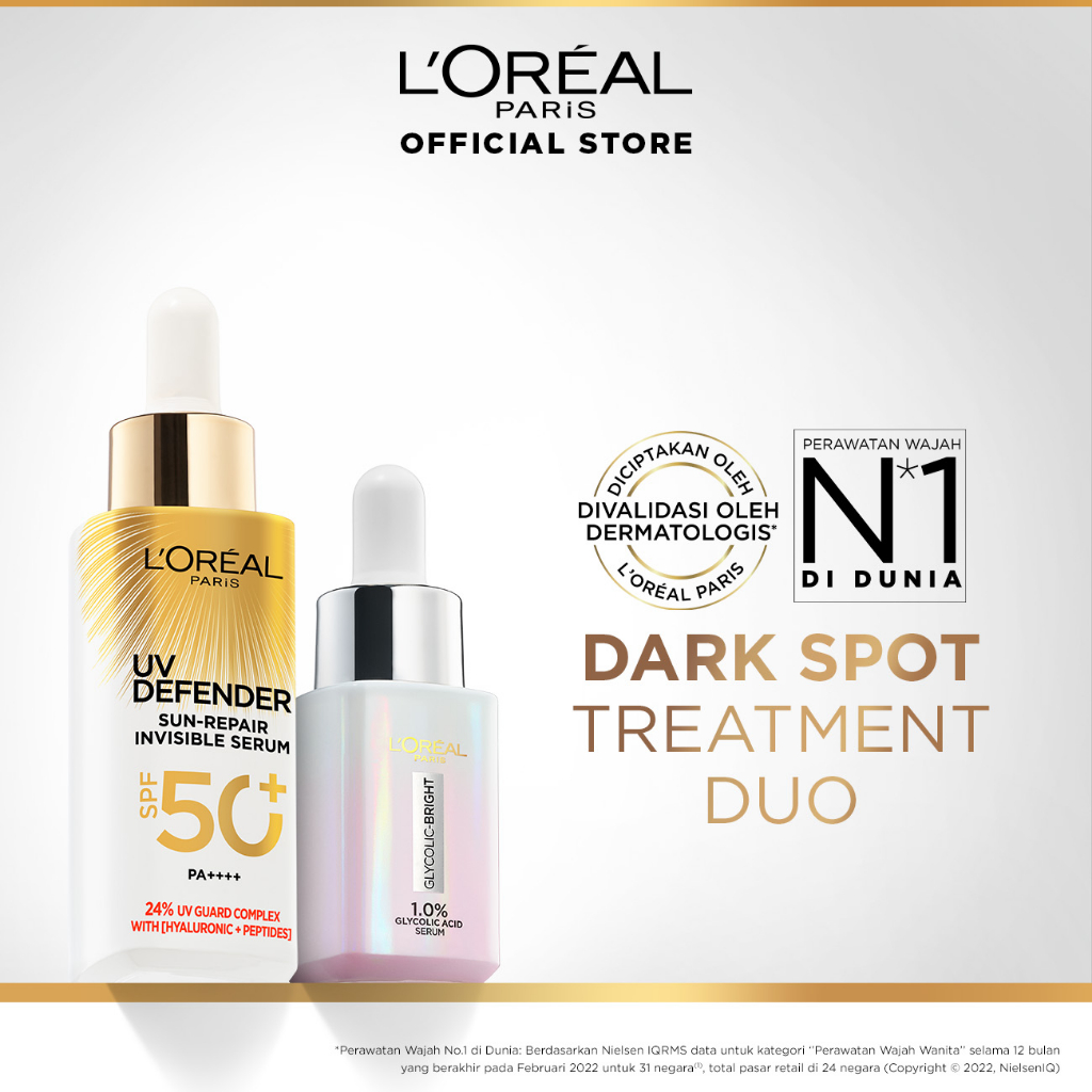 Jual L'Oreal Paris Dark Spot Treatment Duo Skincare Kit (UV Defender ...