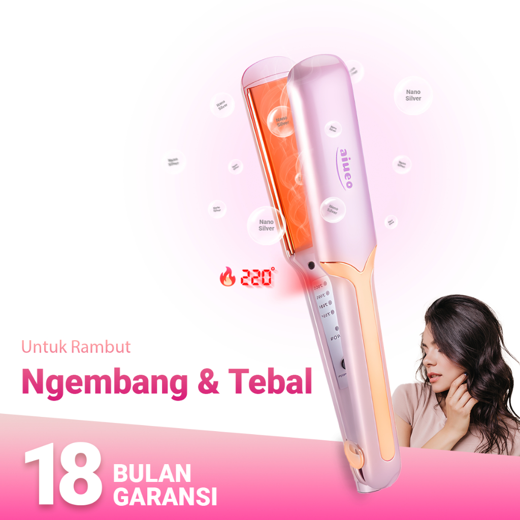 Jual AIUEO Catokan Rambut Rosi 459 Catok Rambut 3in1 220°C Nano Silver ...