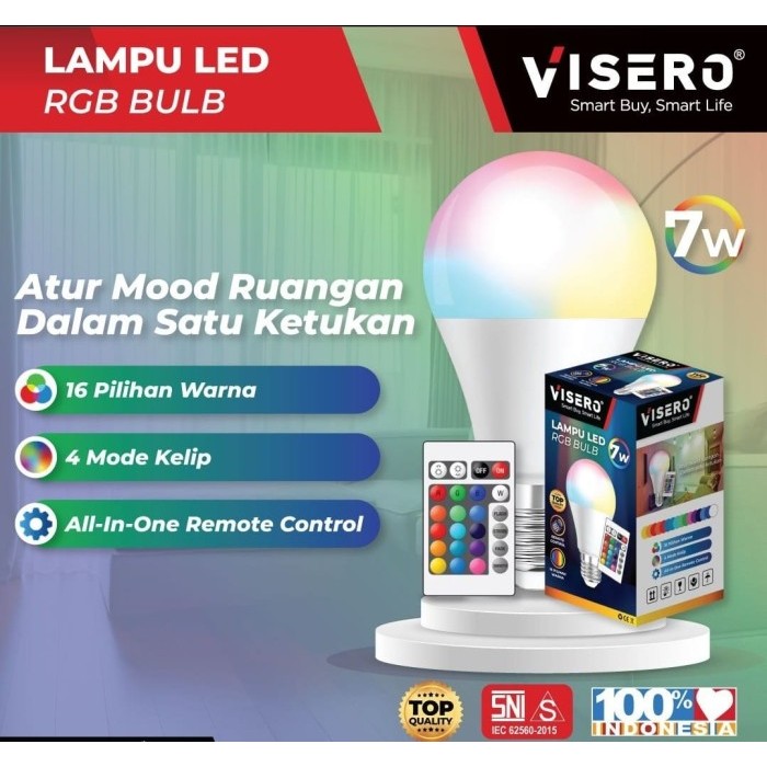 Jual Lampu Bohlam LED Visero RGB 7 Watt Free Remot 16 warna Super Murah ...