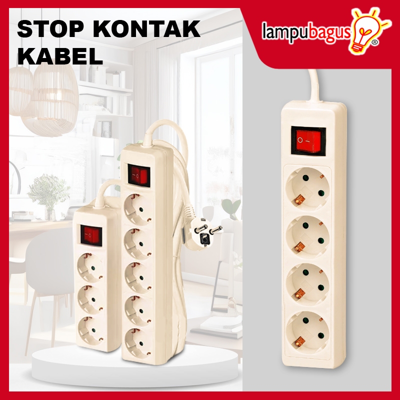 Jual Stop Kontak + Kabel 2/3/4/5 Lubang 1.5/3/5 Meter Colokan Kabel Listrik SNI | Shopee Indonesia