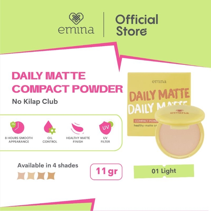 Jual Emina Daily Matte Compact Powder 11g - Bedak Padat Matte Finish ...