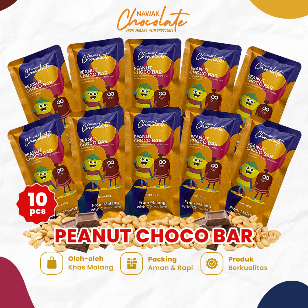 Jual Coklat Nawak Rasa Kacang Tanah Isi 10 Pcs Chocolate Bar Snack ...